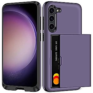 SAMONPOW for Samsung S23 Case with Card Holder, Hybrid Samsung S23 Wallet Case Card Slot Heavy Duty Dual Layer Shockproof Bumper Phone Protective Case Slide Pocket Cover for Samsung Galaxy S23 6.1”