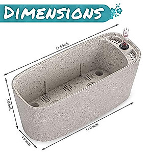 Amazing Creation Windowsill Rectangular Self Watering Herb Garden, Plastic Planter Pot for Herbs, Greens, Flowers, House Plants and Succulents, Indoor/Outdoor Flower Pot (Stone Color)