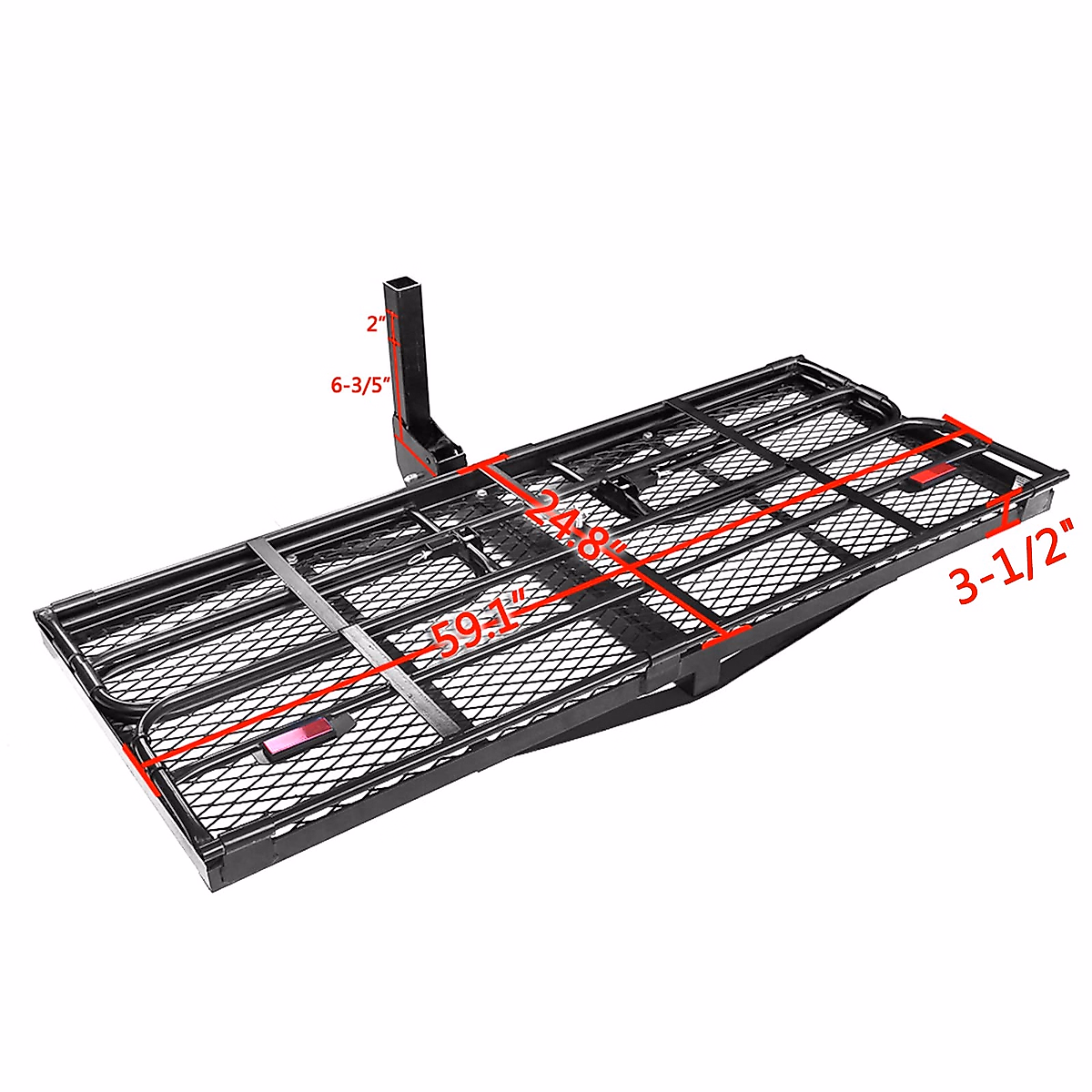 OKLEAD 500 Lbs Heavy Duty Hitch Mount Cargo Carrier 60" x 24" x 14.4" Folding Cargo Rack Rear Luggage Basket Fits 2" Receiver for Car SUV Camping Traveling