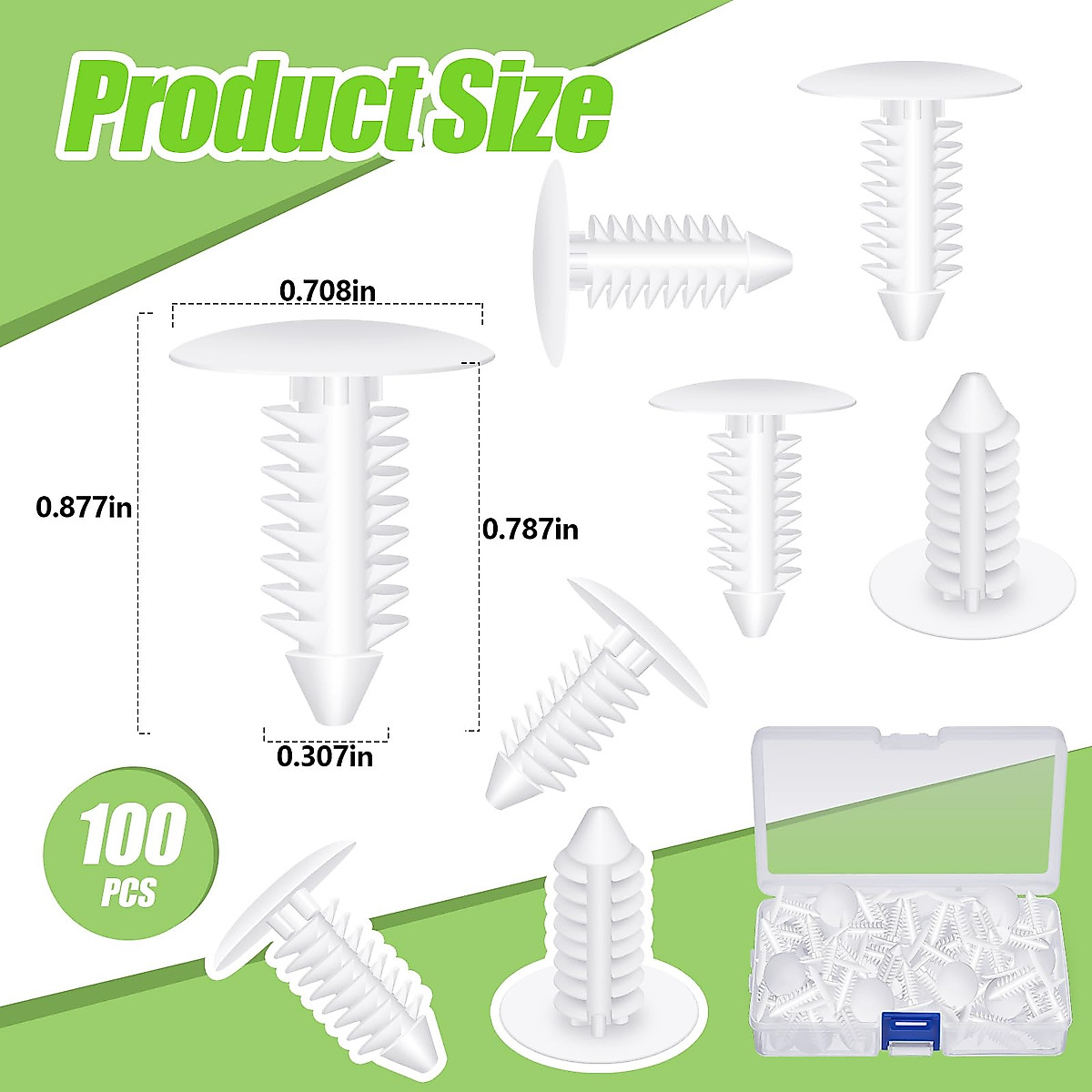 100 Pieces Patio Strapping Rivets Fasteners 3/4" Length Medium Multi Gauge Rivet for Patio Lawn Chair Webbing Repair Strap for Outdoor Furniture Lounge 1/4 Inch Hole (White)