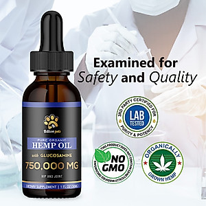 Billion Pets Hemp Oil for Dogs and Cats – Pure Organic Extract Calming Aid Drops with Glucosamine for Hip Support, Immune Function, Balanced Mood and Skin Health
