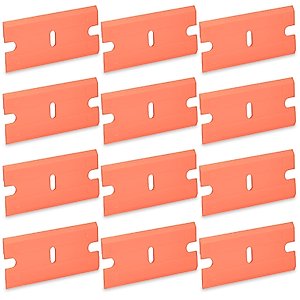 200pcs Plastic Razor Blades, Non-scratch Double Edged, for 1.5-inch Universal Safety Scraper Plastic Common Scraper, Remove Decals, Stickers, Adhesive, Clean Glass Window, Orange