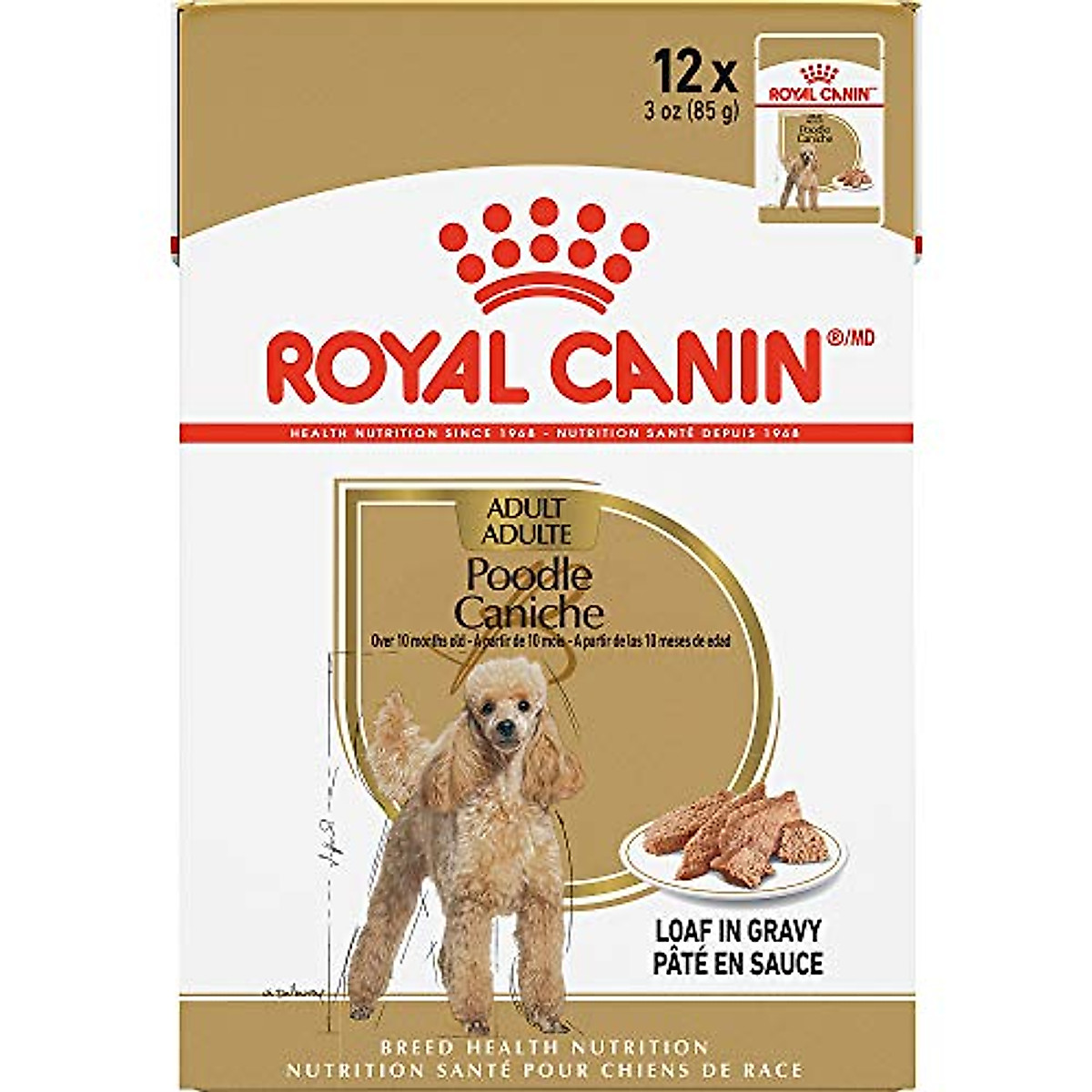 Royal Canin Breed Health Nutrition Poodle Loaf in Gravy Pouch Dog Food, 3 oz Pouch (Pack of 12), 722985