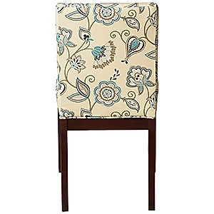 OSP Home Furnishings Dakota Upholstered Parsons Chair with Espresso Finish Wood Legs, Avignon Sky