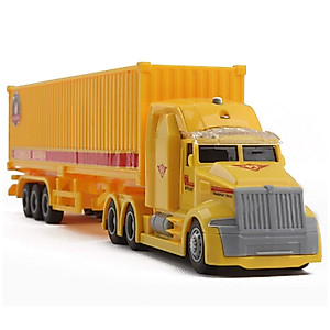 Vokodo Toy Semi Truck Trailer 14.5" Friction Powered with Lights and Sound Back Opens Kids Push and Go Big Rig Carrier Transport Vehicle Semi-Truck Pretend Play Car Great Gift for Children Boys Girls