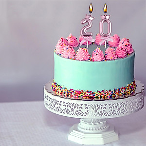 VSHILI 20th Birthday Candles, Rose Gold 20 Year Old Number Birthday Candles for Men Women, Happy Birthday Party Cake Topper Decoration Gifts for 20th Wedding Anniversary Celebration