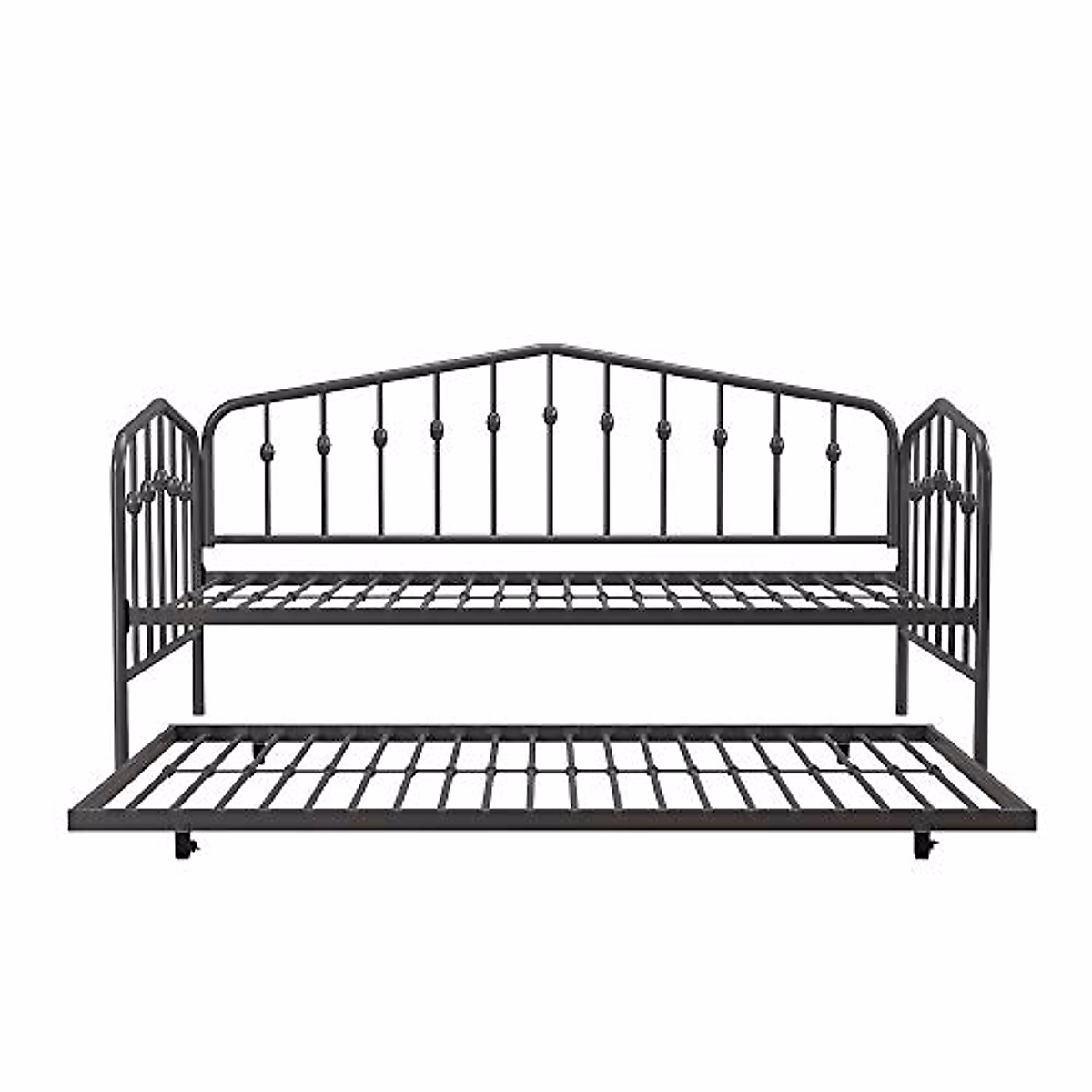 Novogratz Bushwick Metal Daybed & Trundle | Twin Size - Gunmetal Gray Daybeds