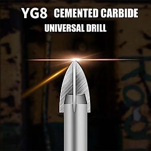 ASDSA Efficient Universal Drilling Tool, Multifunctional Triangle Cross High Hardness Alloy Drill Bit Set for Metal Wood Glass Concrete Tile Wall (7Pcs)