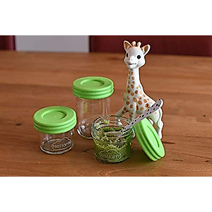 Nellam Baby Food Storage Containers - Leakproof, Airtight, Glass Jars for Freezing & Homemade Babyfood Prep - Reusable, BPA Free, 12 x 4oz Set, that is Microwave & Freezer Safe