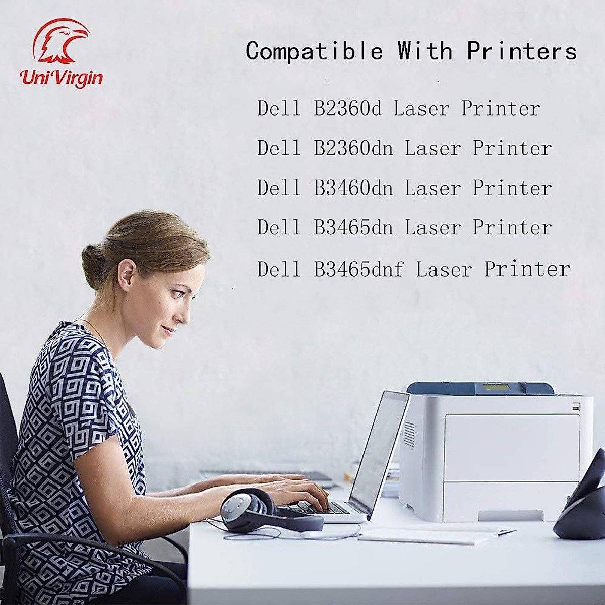 2 Pack Compatible B2360 High Yield 8500 Pages Toner Cartridge for M11XH 331-9805 Black Laser Toner fits for Dell B2360d B3460dn B2360dn B3465dnf B3465dn Printers