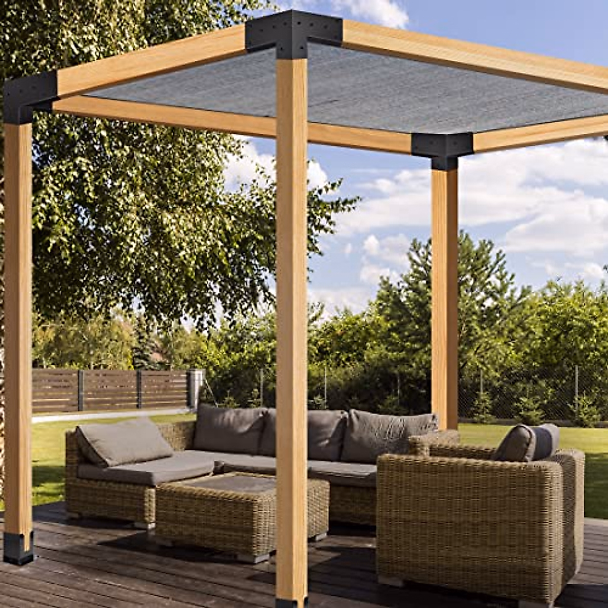 Pergola Brackets 4x4 Pergola Kit – Stainless Steel 3-Way Pergola Bracket DIY Kit Corner Bracket Kit for 4x4 Wooden Beams for Gazebos, Patio Pergolas, Sheds, Black Finish (4 Pack)