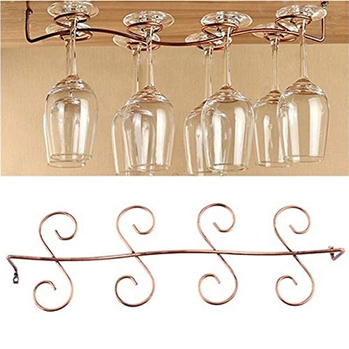 HAOZHAO Practical Wine Glass Rack Stemware Hanging Under Cabinet Holder Hanger Shelf Kitchen (Color : 8 Cup Rack)