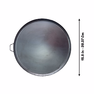 Comal Para Tortillas Grandes Redondo Para Estufas for Tortillas y Quesadilla Carbon Steel Heavy Duty Metal Handle (15.5 Inch)