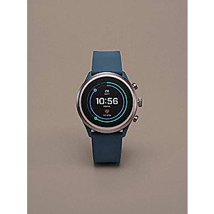Fossil Men's Gen 4 Sport Heart Rate Metal and Silicone Touchscreen Smartwatch, Color: Grey, Blue (FTW4021)