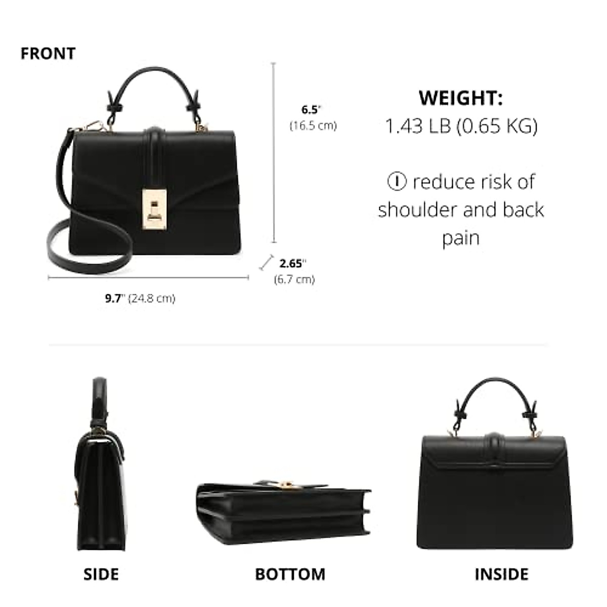 Scarleton Handbags for Women, Crossbody Bags for Women, Structured Mini Satchel Purses, Top Handle Shoulder Bag Medium, H207701L - Black