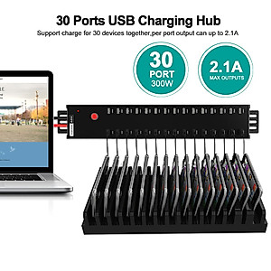 Sipolar Industrial USB 2.0 Hub 30 Ports with 300W Power Supply Wall Mountable Support Refurbishing and Brush, Batch Data Transfer