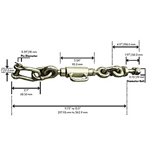 1 (One) Universal 3 Point Hitch Chain Stabilizers Turnbuckle Sway Check 11.7-13.5 Fit Most Tractors 15 to 40 HP