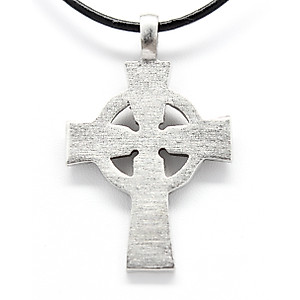 Trilogy Jewelry Pewter Celtic Cross Irish Scottish Wales Pendant on Leather Necklace