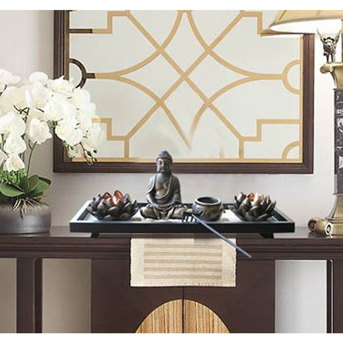 We pay your sales tax Feng Shui Tabletop Zen Garden Buddha Rock Rake Sand Candle Incense Burner Home Decor Gift (KT00034)