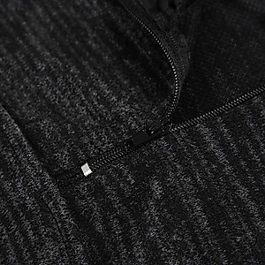 Artfish Women's Women Quarter Zip Casual Pullovers Lightweight Fleece Sweatshirts with Pockets (S,Black)