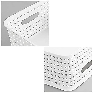 NICESH 6-Pack White Plastic Small Storage Baskets, 10" x 7.7" x 4"