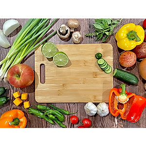 (Set of 12) 12"X9" Bulk Plain Bamboo Cutting Board | For Customized, Personalized Engraving Gifts | Wholesale Premium Chopping Board (With Handle)