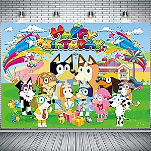 Happy Birthday Backdrop for Dog Party Decorations,5 x 3FT Birthday Banner for Girls Boys Kids Birthday Party Decor