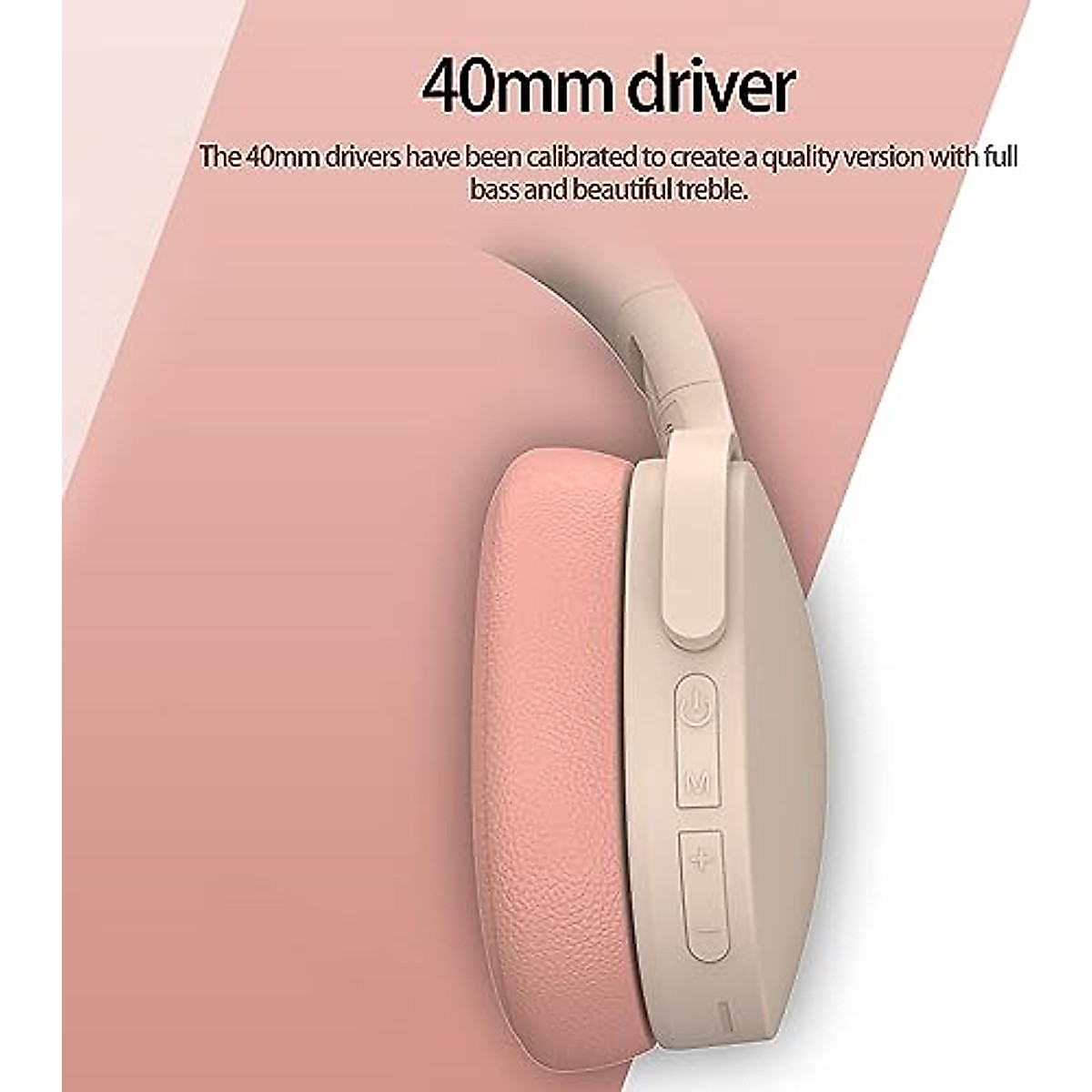 Smart Noise Canceling Bluetooth Headphones, HiFi Foldable Wireless Headphones, Ergonomic Bluetooth 5.1 Compatible, Stereo Around Ear Headphones, Wireless Headphones with Mic (Beige)