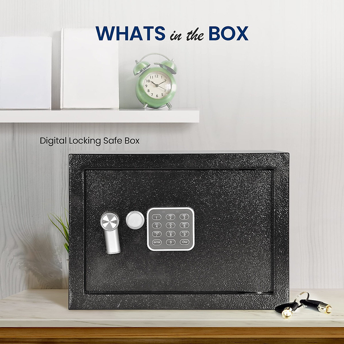 Serene Life Home Security Electronic Lock Box - Safe with Mechanical Override, Digital Combination Lock Safe, LED Low Battery Indicator, Includes Mounting Bolts, Keys & (4) x ‘AA’ Batteries SLSFE15