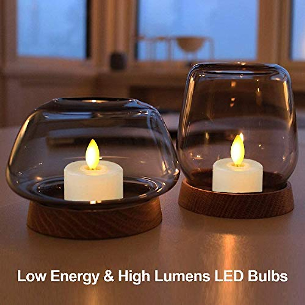 LED Moving Wick Candles with Timer, Battery Operated Flameless Electric Romantic Candles with Flickering Warm White Light, Flameless Fake Candles with Holders for Home Fireplace Christmas or Halloween