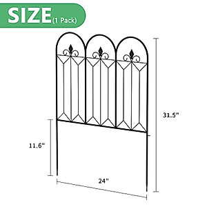 Mingyall Decorative Garden Fence, 10FT x 31.5IN Outdoor Metal Wire Border Panels, Iron Flower Bed Fencing Animal Barrier for Yard, Garden, Landscape Fences for Dogs, Black, 5 PCS