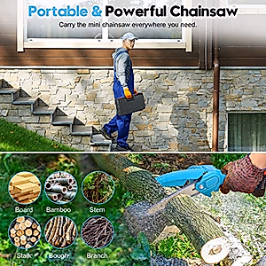 Mini Chainsaw Cordless 6 Inch With 2 Battery, Small Chainsaw Battery Operated 21V 2000mAh, Battery Powered Chainsaw Cordless 2.6Lb 2 Chains For Tree Branches, Courtyard, Household, Garden