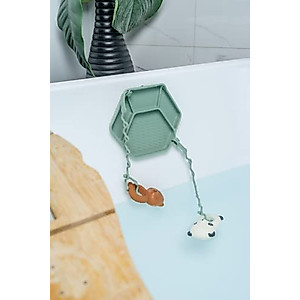 Smack Fun - All-in-one plate + toy straps attachment system - Divided Silicone Suction Plate for Babies + Toddlers - First Foods + Self-Feeding. Comes with 2 straps (Cambridge Blue)