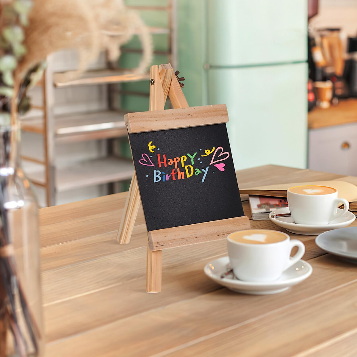 MAGICLULU 1 Set Framed Tabletop Chalkboard Sign Wooden Framed Standing Chalkboard Small Countertop Blackboard for Restaurant, Cafe, Dining Table, Wedding, Office