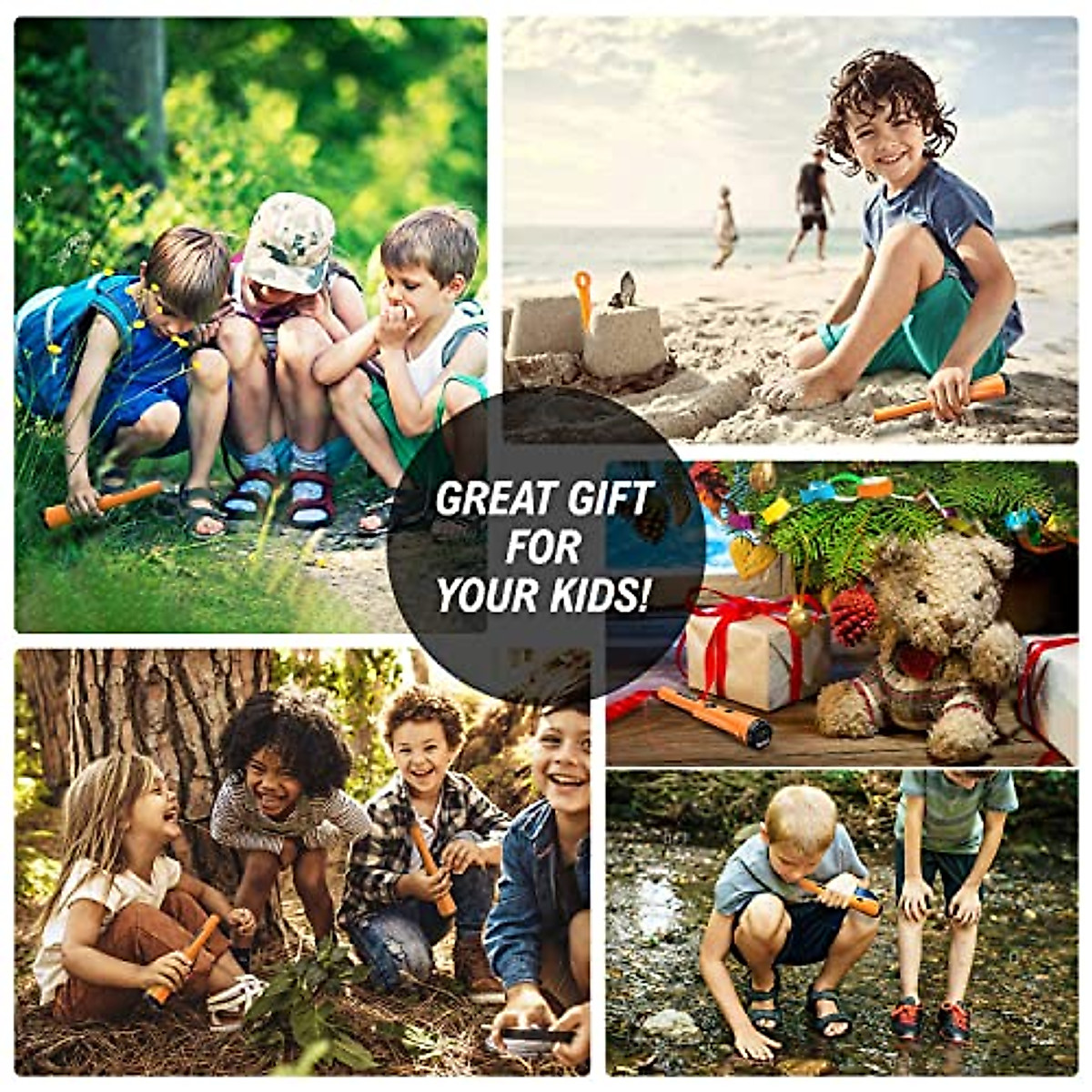 Metal Detector Pinpointer Waterproof Handheld Pin Pointer Wand Gold Treasure Hunting Unearthing Tool Accessories with Buzzer Vibration for Kids Adults Bonus 2 Pack Battery and Belt Holster