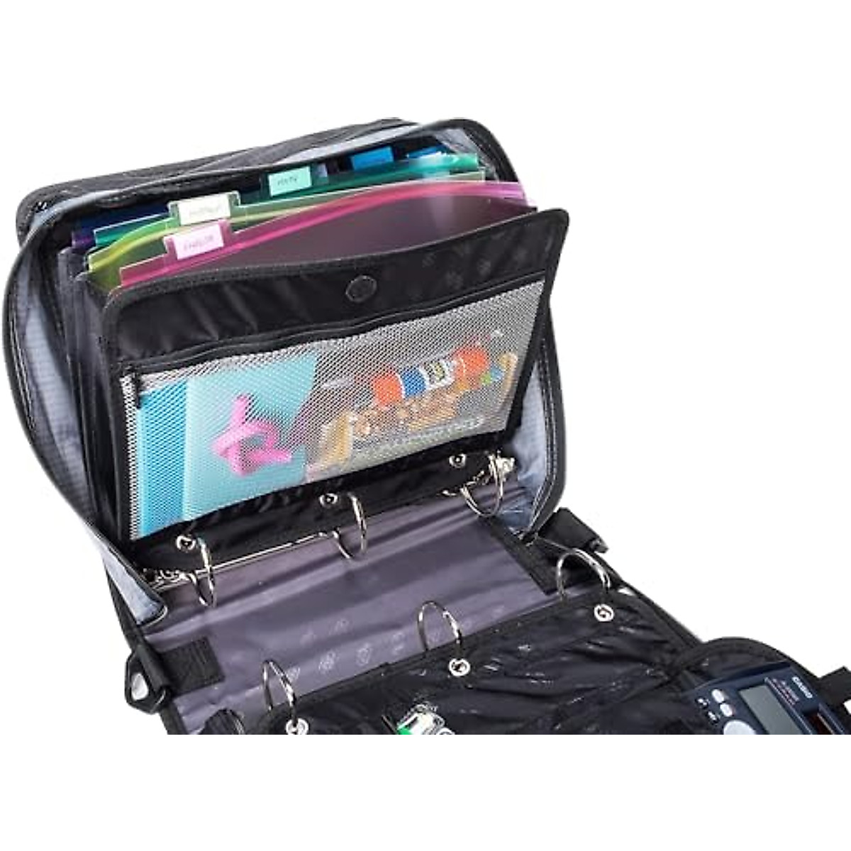 Case-it Dual Zipper Binder Backpack - 2 Inch D-Rings- 4-Inch Capacity w/Hold Down Pages, [Red] Dual-301