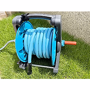 SANFU Hybrid Garden Water Hose 5/8 IN. X 50 FT, 180PSI, Lightweight, Flexible with Swivel Grip Handle Female and 3/4" GHT Solid Brass Fittings, Drinking Water Hose For RV, Azure(50')