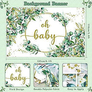 243 Pc Sage Green Baby Shower Decorations For Boy Or Girl, Rustic Gender Neutral Sage Green & White Balloon Garland Kit, Greenery BABY Boxes, Eucalyptus Oh Baby Backdrop Banner, Olive Decor, Confetti