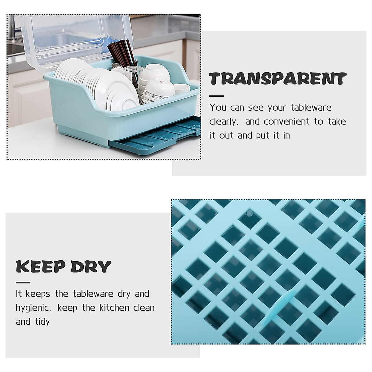 Cabilock Baby Bottle Drying Rack with Anti- Cover Nursing Bottle Storage Box Plastic Tableware Box Organizer Portable Countertop Dryer for Tea Cup Coffee Mug Bowl