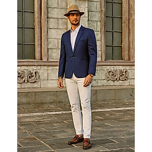 Men's One Button Blazer Jacket Party Suit Blazer Size M Navy Blue