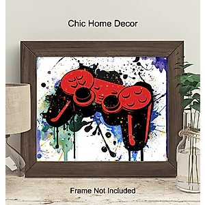 Game Room Decor - Remote Control Wall Art - Gaming Gifts for PC Gamer, Xbox, PS4, Playstation, Video Game, Arcade, Men, Teens, Kids - Man Cave, Dorm, Bar, Boys Bedroom - Urban Graffiti Posters