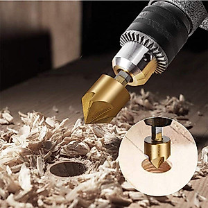 PAGOW Countersink Drill Bit Set- 7 Pcs Counter Sinker Drill Bits for Wood, Quick Change, 1/4'' Hex Shank, High Speed Steel, 6 Flute 90 Degree Center Punch Tool, 1/4''-3/4''