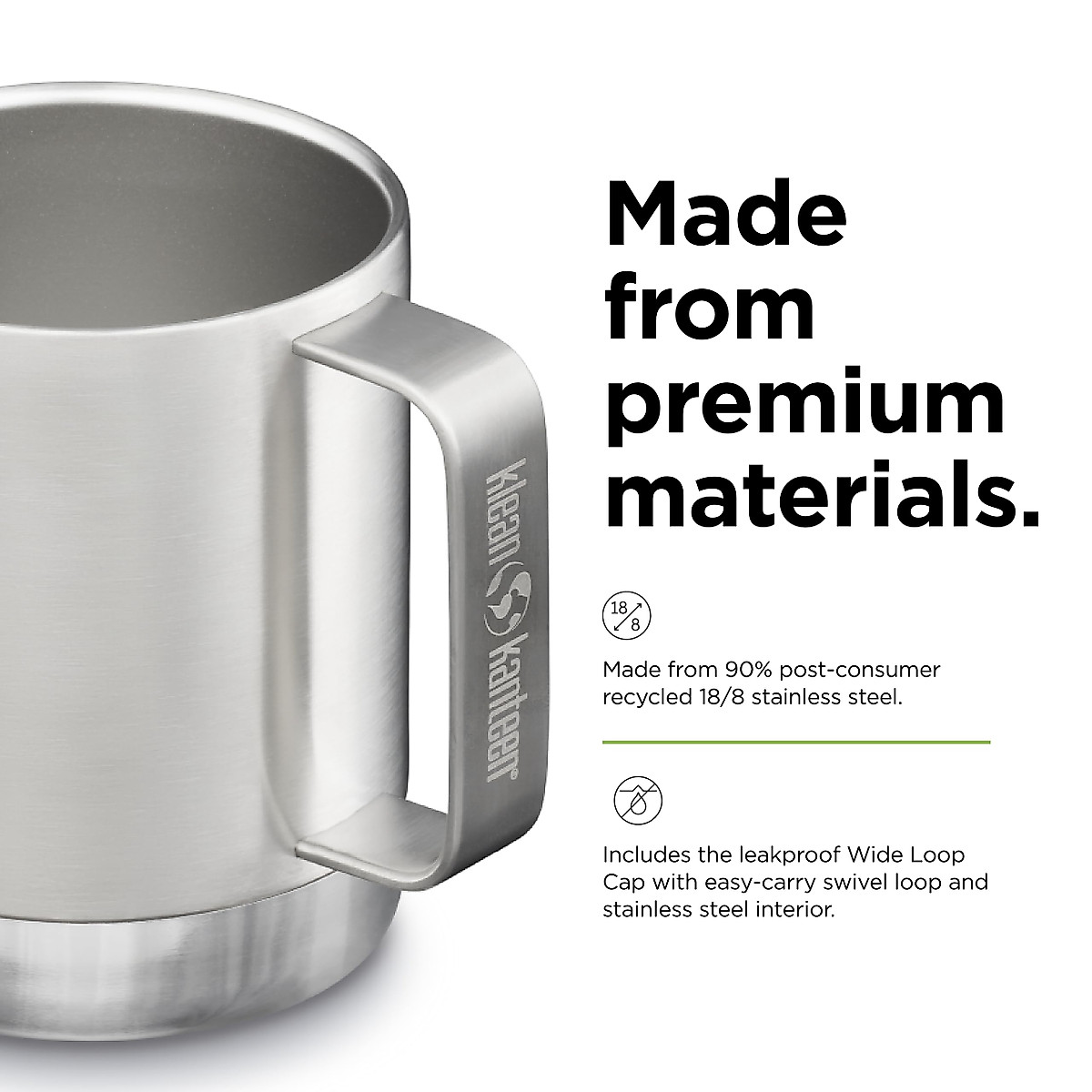 Klean Kanteen Insulated Camp Mug - 12 oz - Brushed Stainless