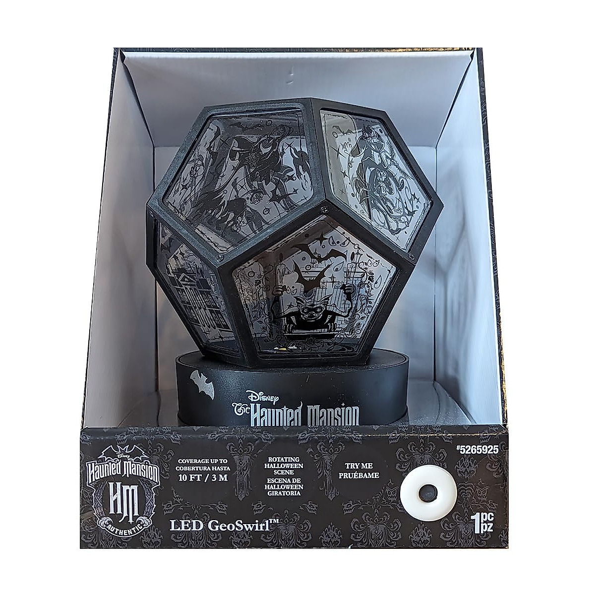 Disney The Haunted Mansion Projection Light, Indoor Blue LED GeoSwirl, Tabletop Halloween Decoration