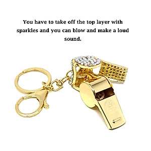 Honbay 1PCS Rhinestone Whistle Keychain Mini Shining Whistle Keyring Bling Car Charm Decoration in A Box for Bag Purse Wallet Handbags Backpack