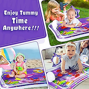 SEPHIX Mirror Water Tummy Time Mat, Baby Stuff for Newborn Toys 0-6-12 Months Girls Gifts, Infant Sensory Toys for Babies 0-3-6 Months Teething Crawling Development Activity Center for Christmas