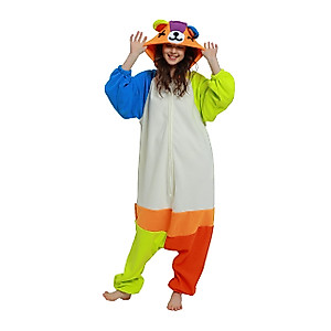 Adult Onesie Bear Halloween Costume Hooded One Piece Pajamas Sleepwear Small