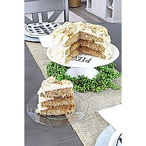 AuldHome Rustic White Cake Stand, Farmhouse Enamelware Round Pedestal Cake Stand, Distressed Vintage Style