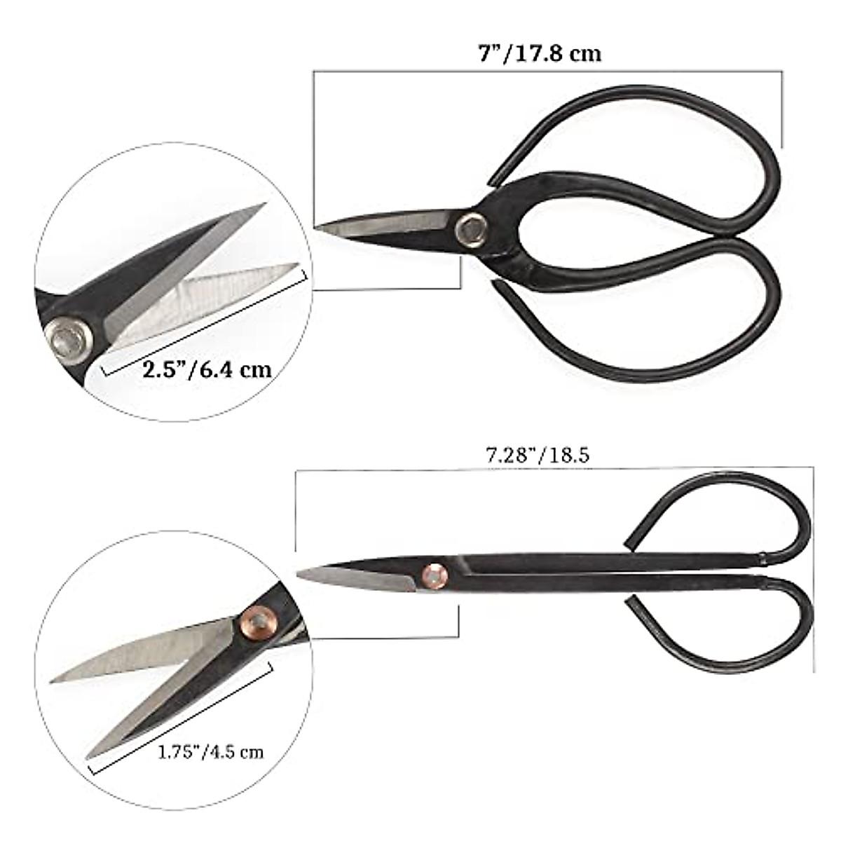 BambooMN Bonsai Basics Set - 7.2" Trimming Shears & 7" Heavy Duty Butterfly Shear - 1 Set
