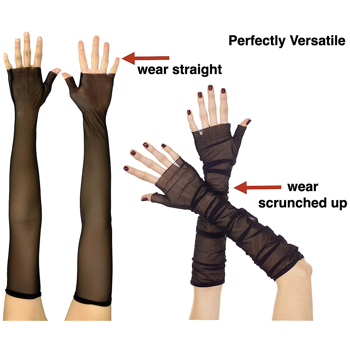 ToBeInStyle Women's Mesh Fingerless Gloves - One Size - Black